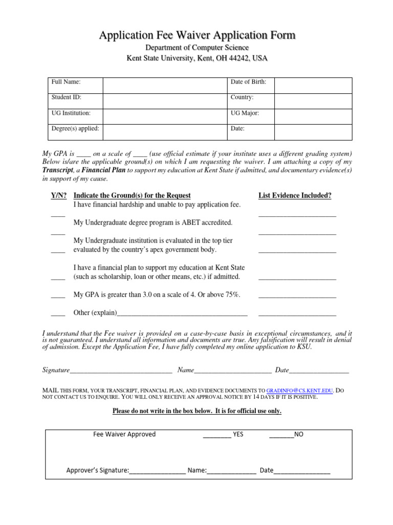 Request For Application Fee Waiver | PDF | Academia | Educational Stages