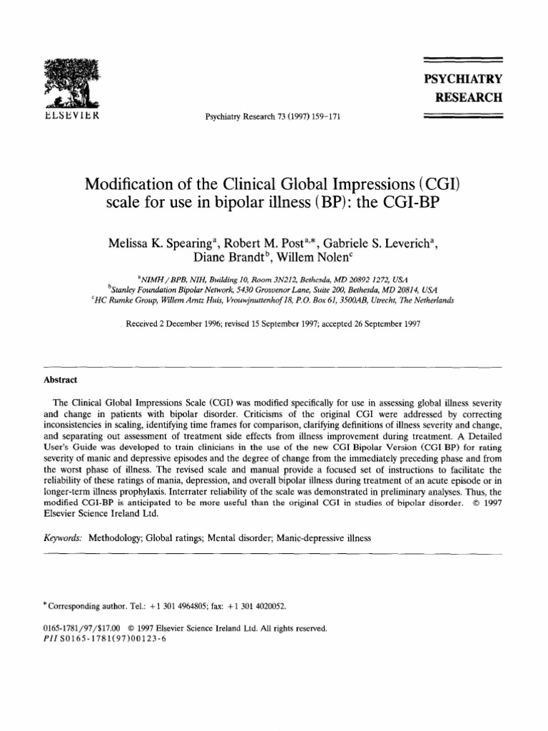 CGI-BP: Modified Scale for Bipolar Disorder | PDF | Bipolar Disorder | Mania