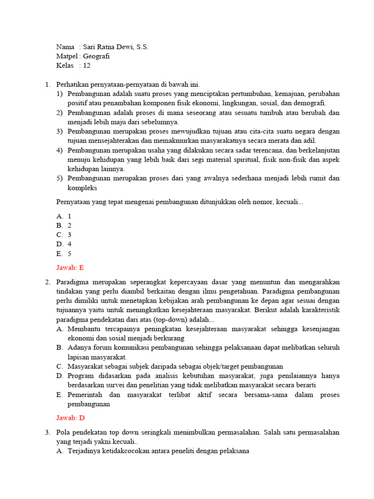 Soal Geo PAS SARI | PDF