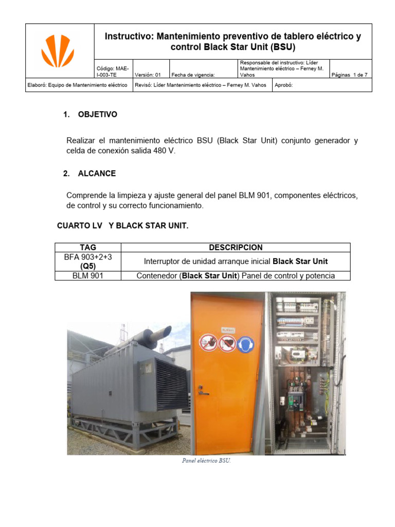 Intructivo Mantenimiento Preventivo A Tablero Electrico Black Start ...