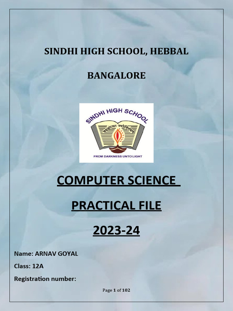 COMPUTER SCIENCE PRACTICAL FILE - Arnav-1-1 (1) 1 | PDF | Parameter (Computer Programming ...