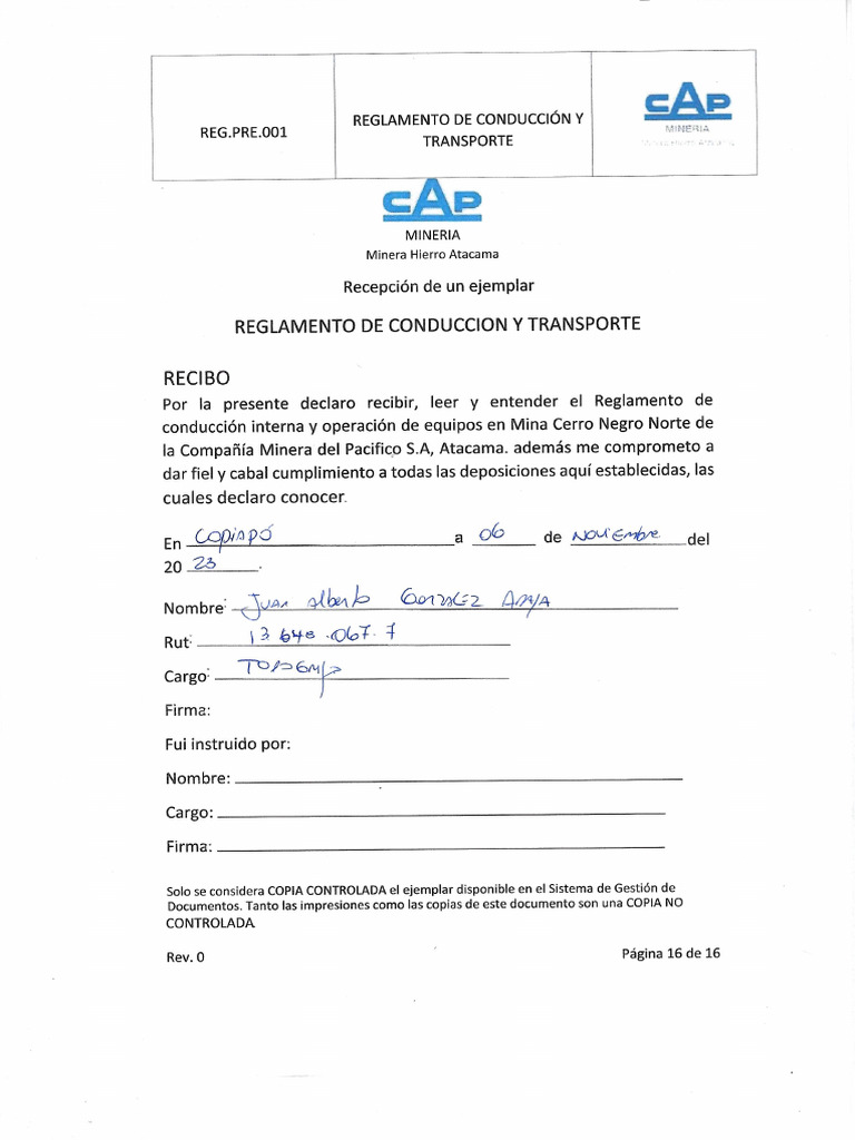 Reglamento de Coduccion | PDF