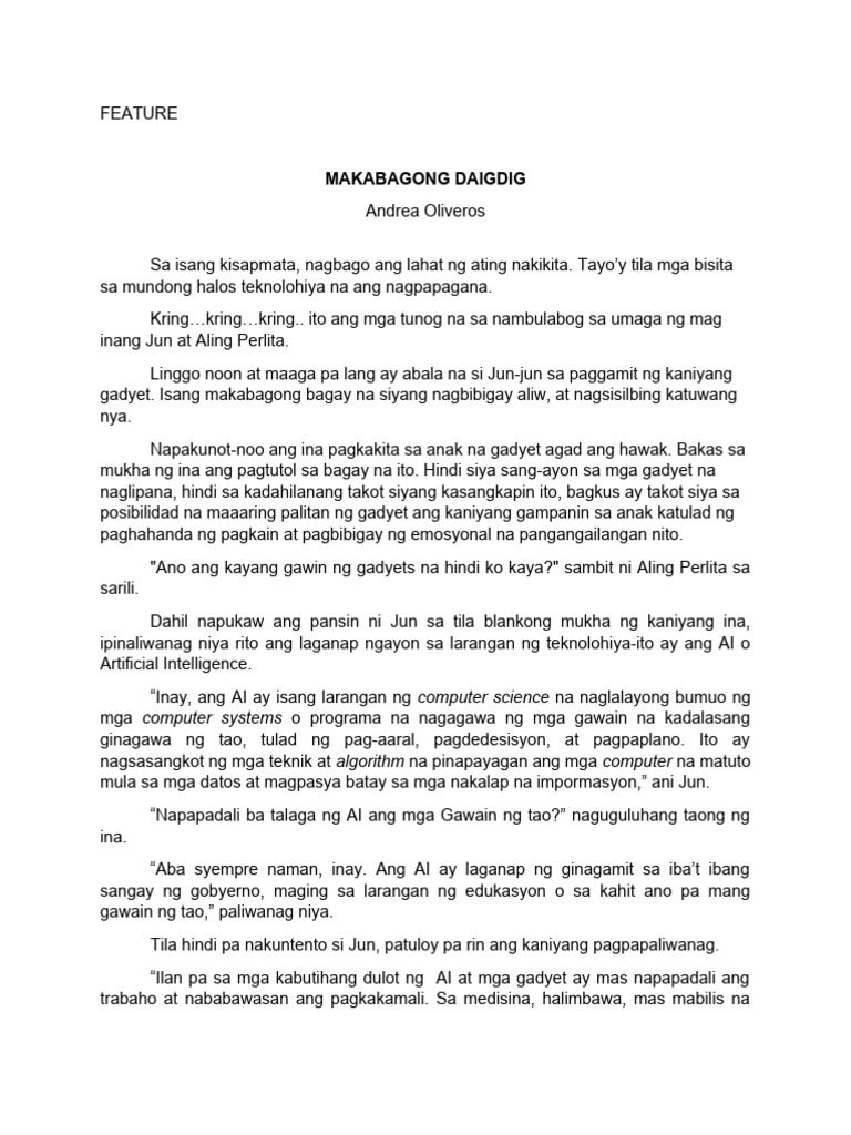 MAKABAGONG MUNDO-Andrea Oliveros | PDF