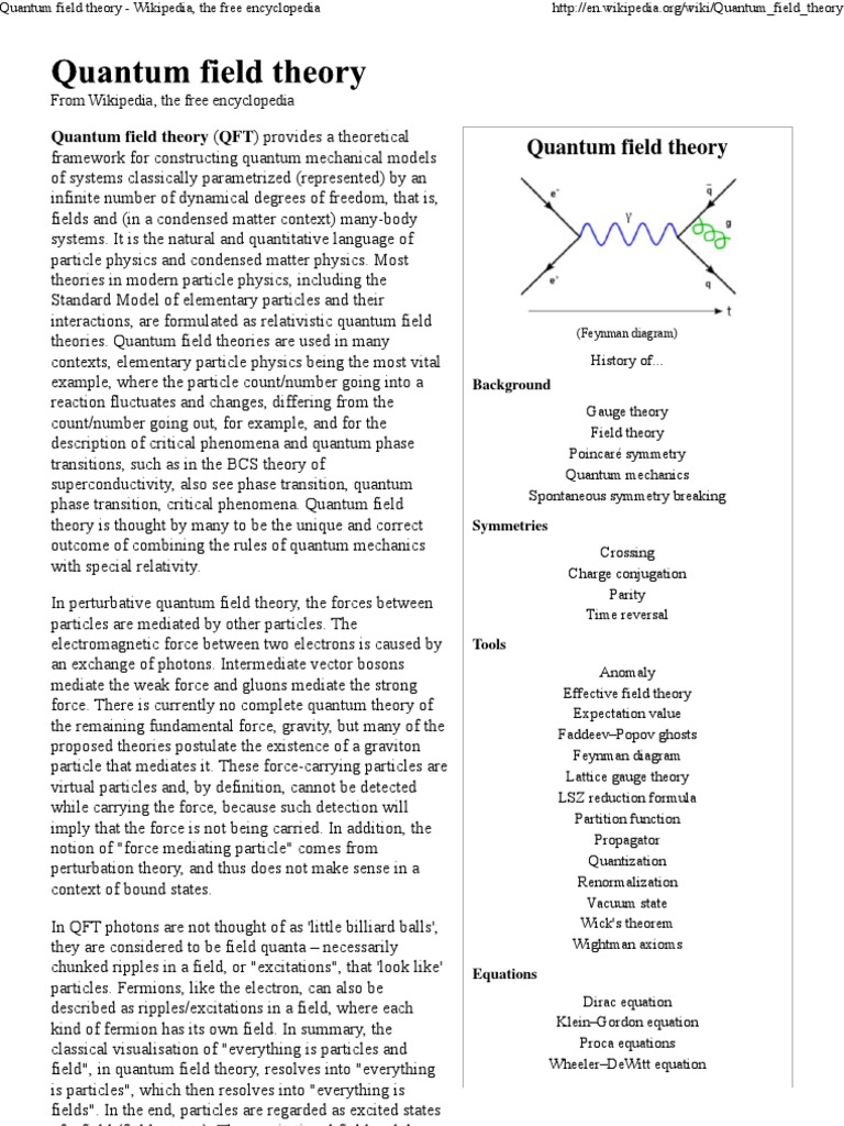Quantum Field Theory - Wikipedia, The Free Encyclopedia | PDF | Quantum ...