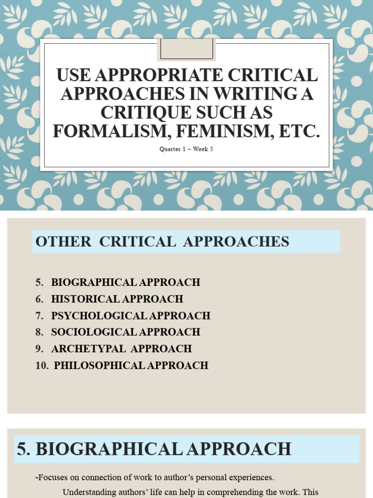 Appropriate Critical Approaches in Writing A Critique Part 2 | PDF ... Appropriate Critical Approaches in Writing A Critique Part 2 | PDF ...