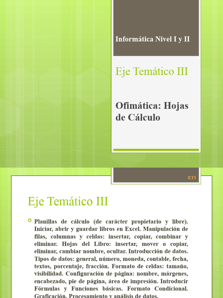 Eje Temático III - Hojas de Cálculo | PDF | Hoja de cálculo | Microsoft Excel