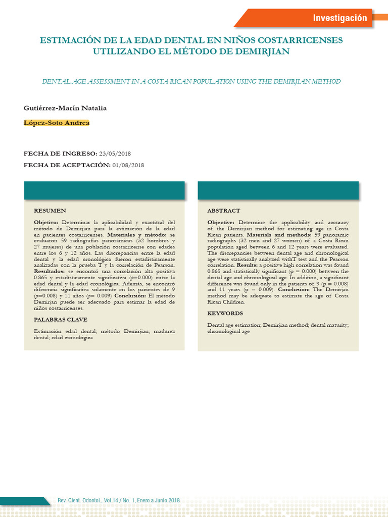 Estimacion de La Edad Dental 2018 | PDF | Diente