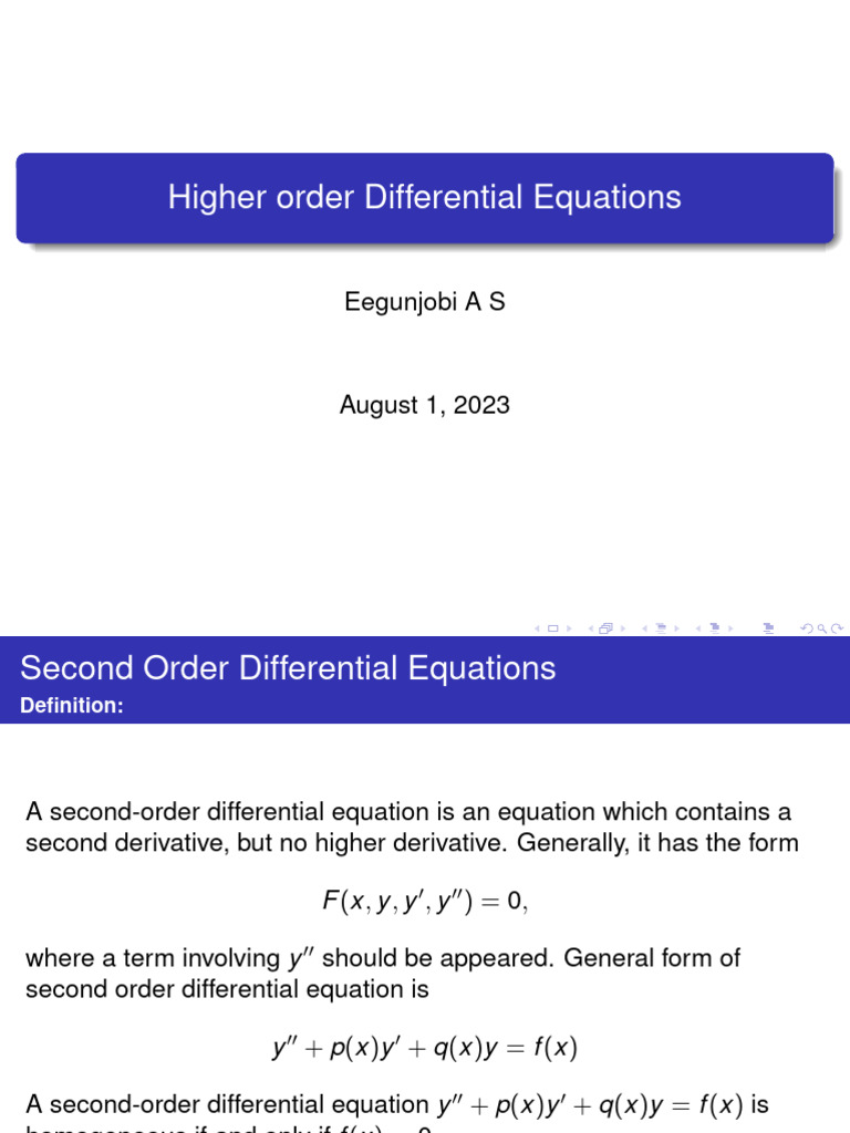 Higher Order | PDF | Ordinary Differential Equation | Differential ...