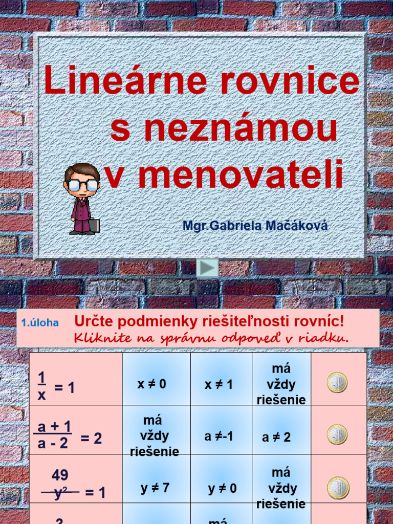 Rovnice S Neznámou V Menovateli | PDF