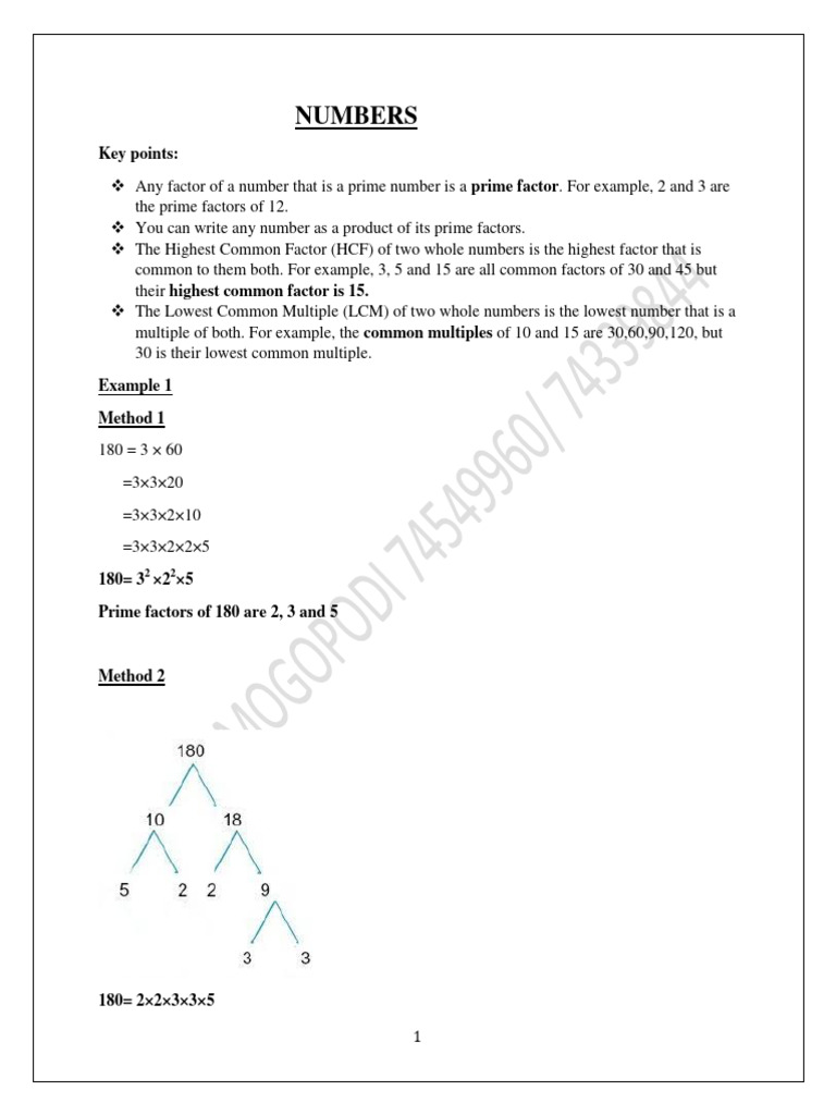 HCF, LCM, and Prime Factors Explained | PDF | Multiplication ...