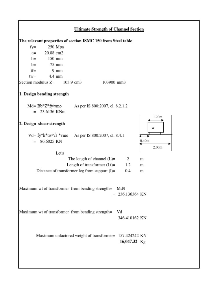 Load Bearing Capacity of ISMC 150x75 | PDF