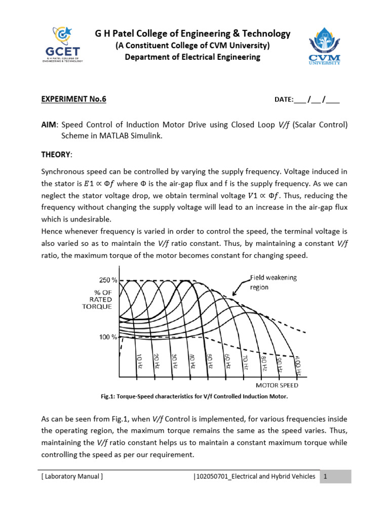 Exp-6 Speed Control of Induction Motor Drive Using Closed Loop Vbyf Control in MATLAB Simulink ...