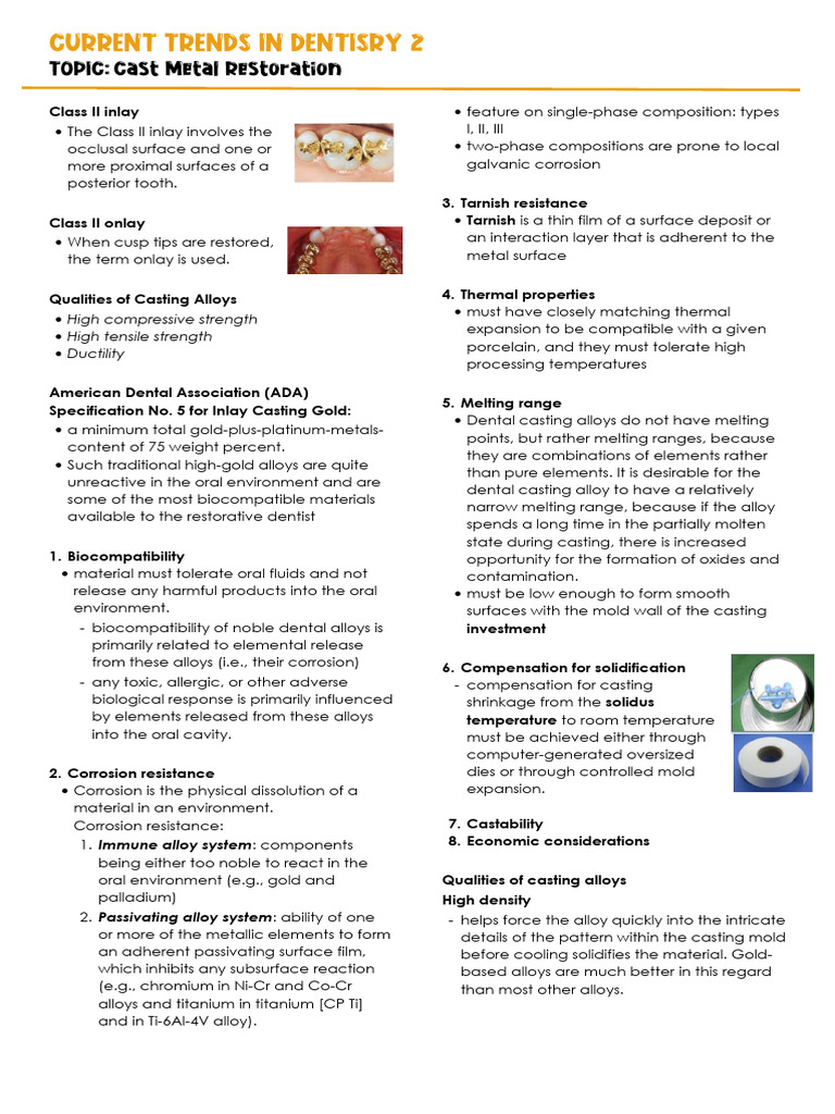 Class II Inlays and Onlays: Properties & Uses | PDF | Alloy | Dentistry ...