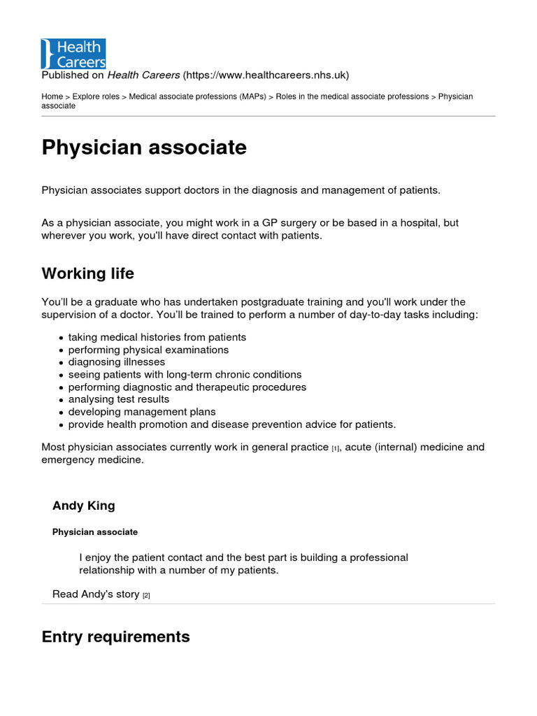 Physician Associate Career Overview | PDF | General Practitioner ...