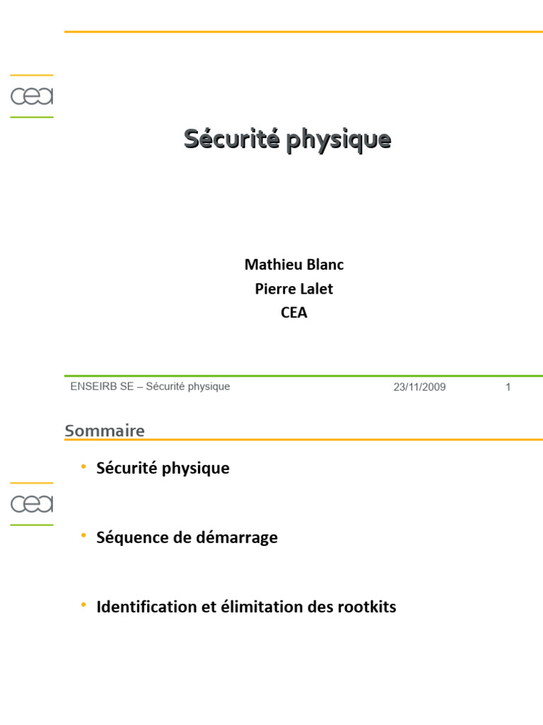 Sécurité physique et processus de boot | PDF | Démarrage d'un ...
