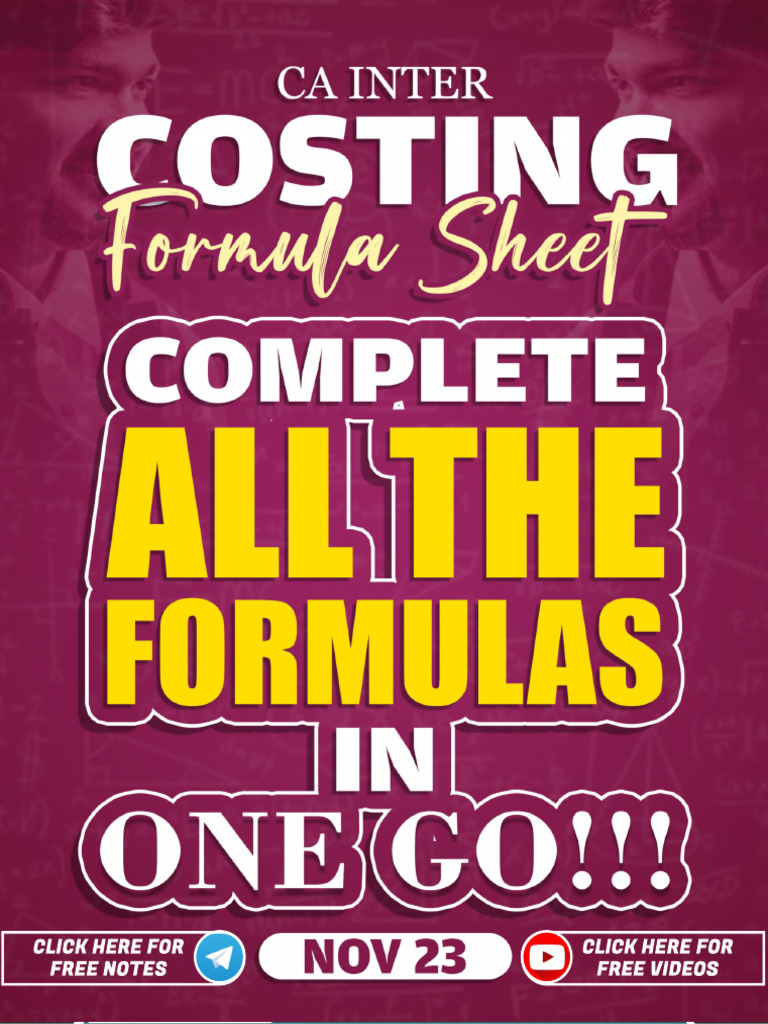 CA Inter Costing Formula Sheet by CA Sankalp Kanstiya | PDF