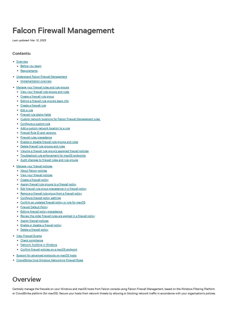 Falcon Firewall Management | PDF | Ip Address | Port (Computer Networking)