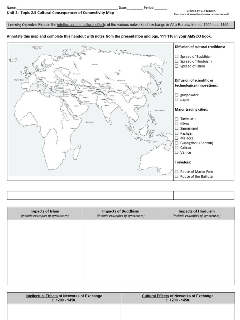 Unit 2 - Topic 2.5 Cultural Consequences of Connectivity Map | PDF ...