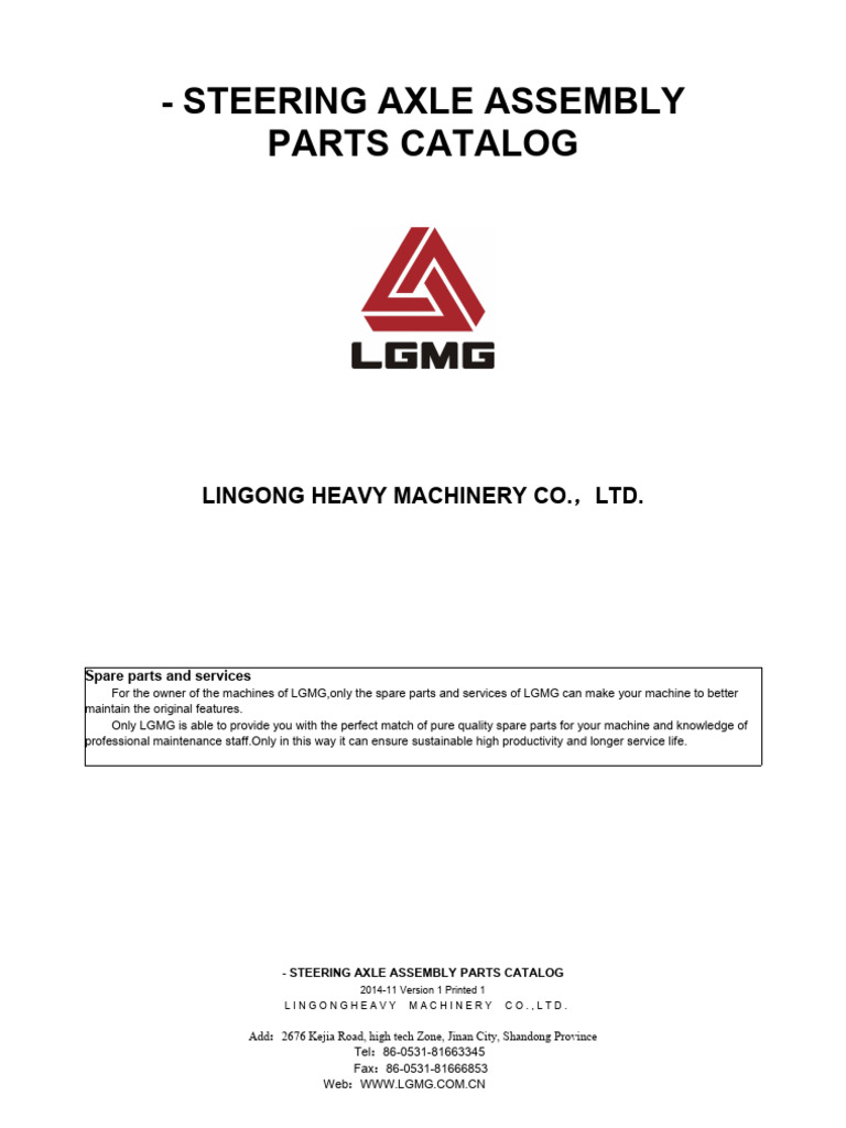 LGMG CMT96 Steering Axle Parts Catalog | PDF | Axle | Mechanical Engineering