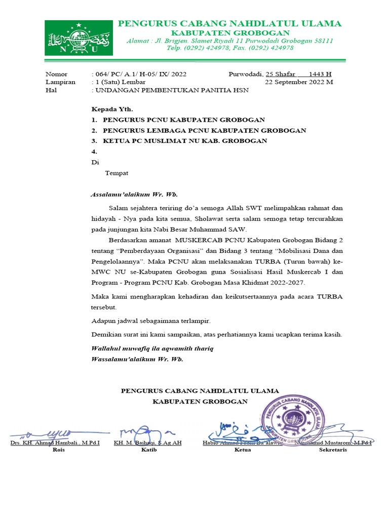 Undangan Panitia HSN 2022 | PDF