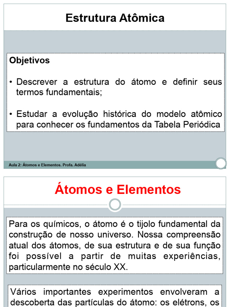 Aula 2 - Estrutura Atômica | PDF | Elétron | Radioatividade