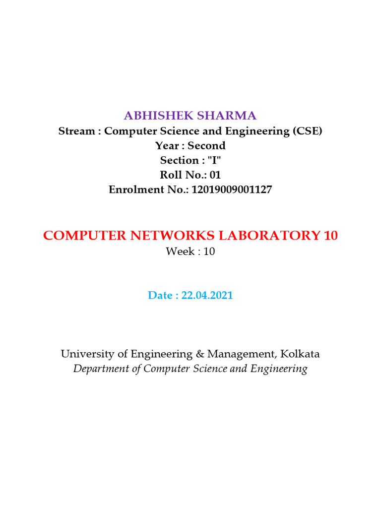 Computer Networks Lab 10 22-04-2021 | PDF | Network Switch | File ...