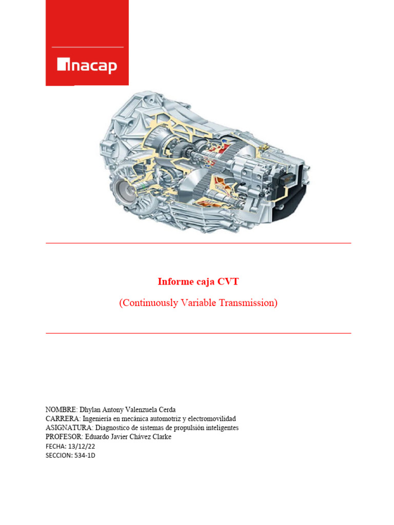 Informe Caja CVT | PDF | Embrague | Transmisión automática