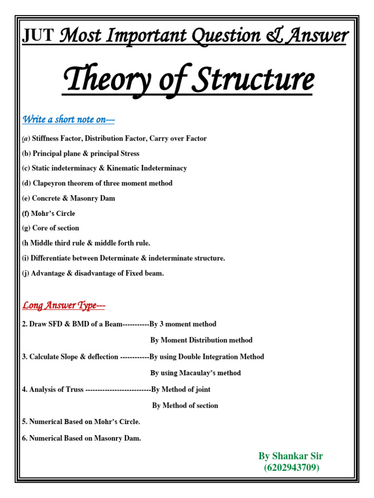 Theory of Structure: Most Important Question & Answer | PDF