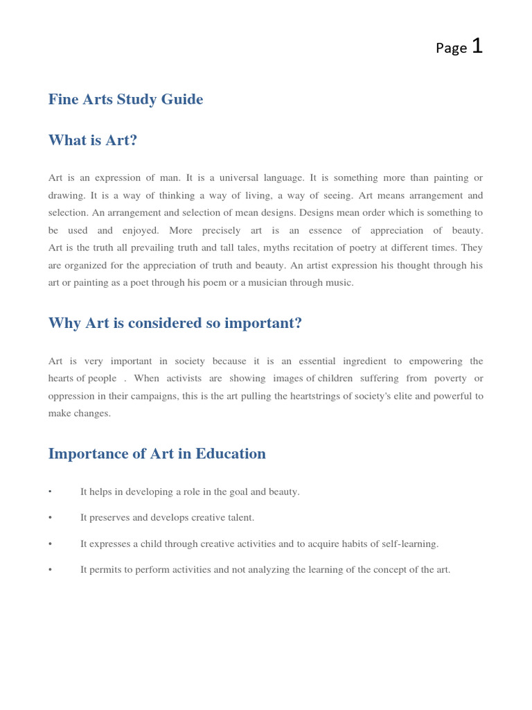 Fine Arts Notes 2021 Updated | PDF | Composition (Visual Arts) | Weaving