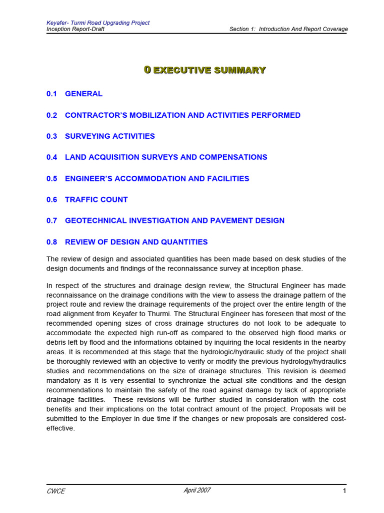 Inception Draft-Drainage & Structures | PDF | Drainage | Road