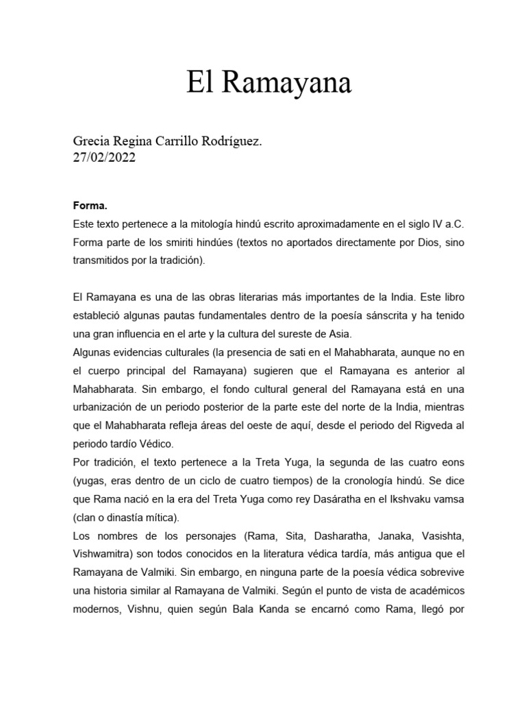 El Ramayana | PDF | Rama | Sita