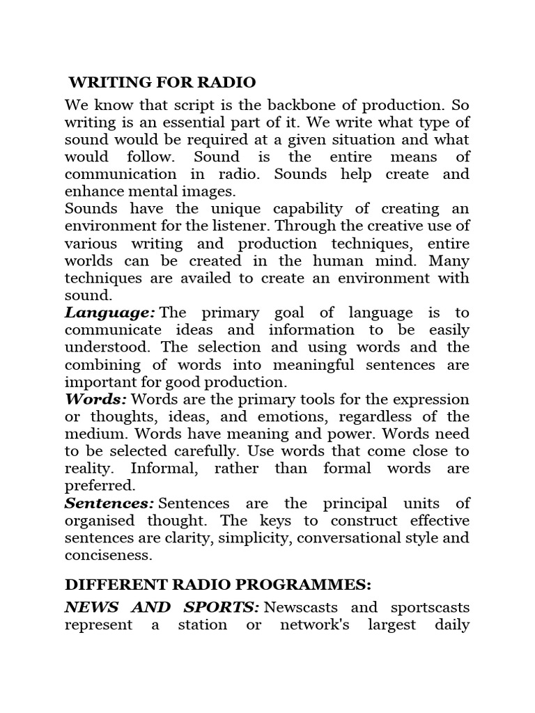 Writing For Radio | PDF | Idea | Information