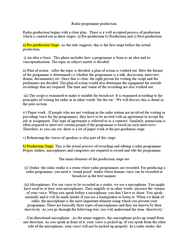 Radio Programme Production | PDF | Microphone | Recording