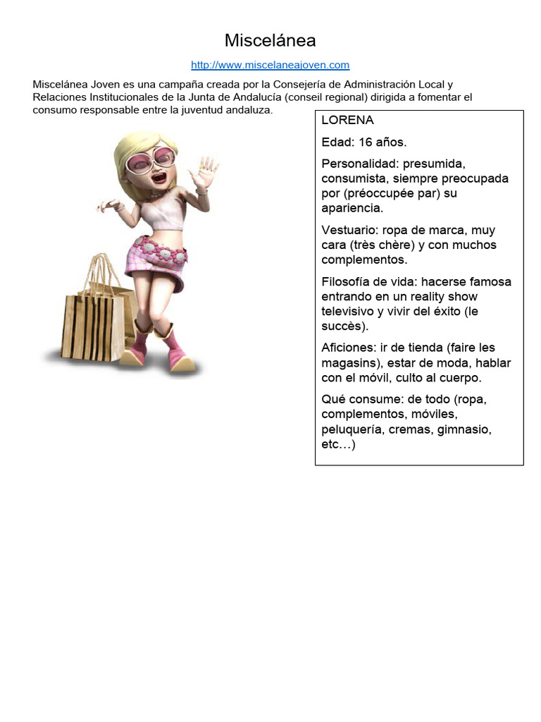 Los Personajes de Miscelanéa À Projeter | PDF