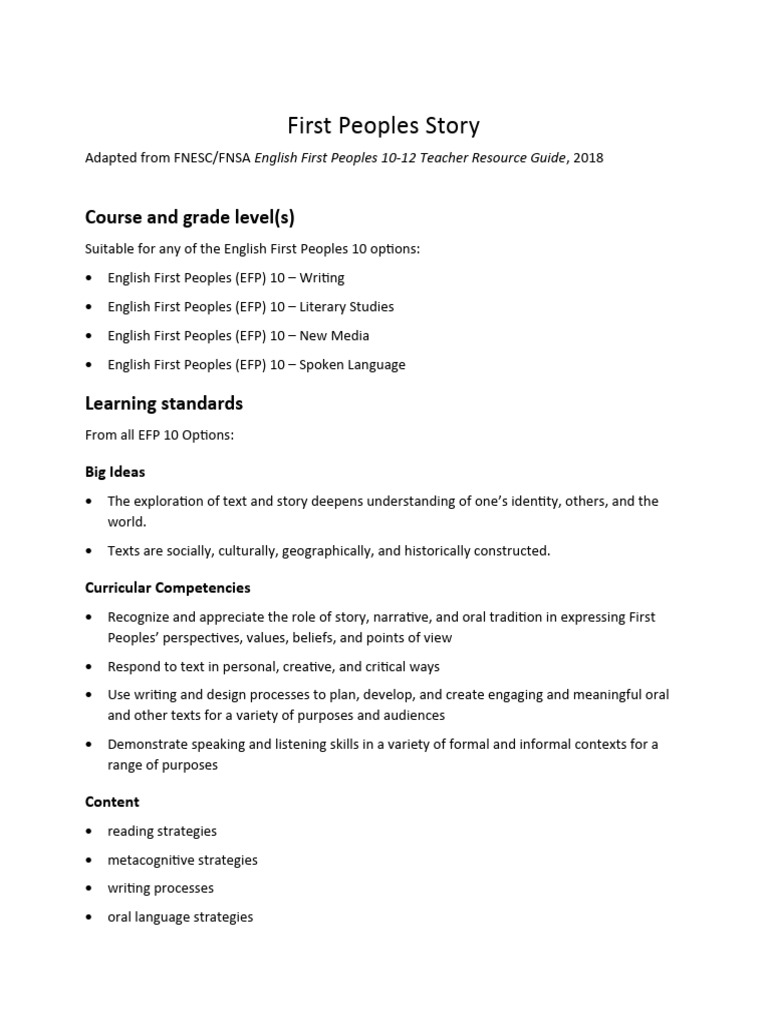 First Peoples Story | PDF | Storytelling | Narrative