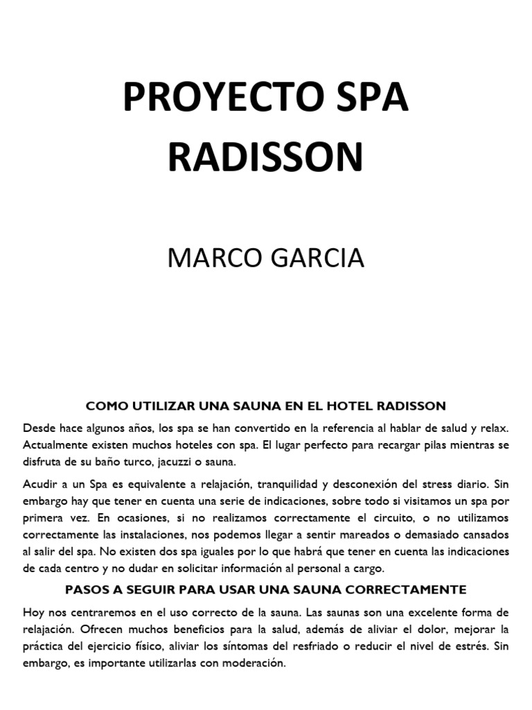 Proyecto Spa Radisson by Marco Garcia | PDF