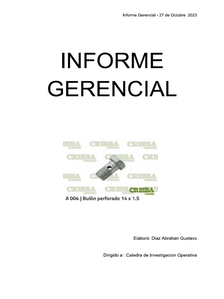 Informe Gerencial Nº4 - Diaz Abrahan Gustavo - 2023 | PDF