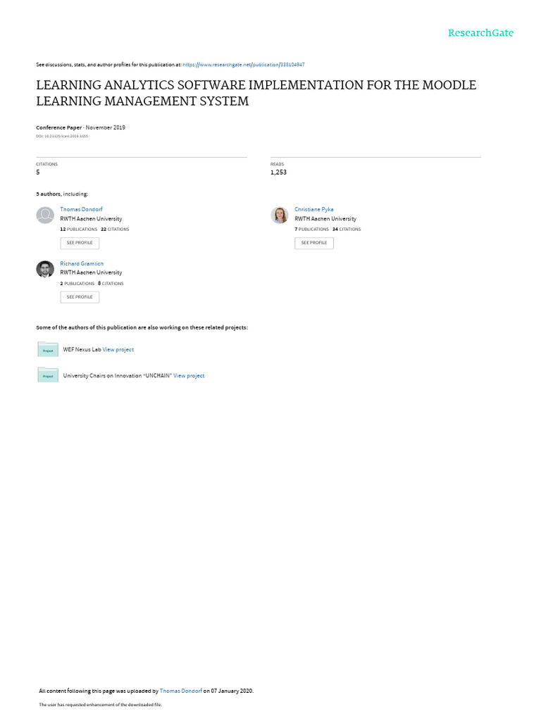 Learning Analytics Software Implementation For The Moodle Learning Management System | PDF ...