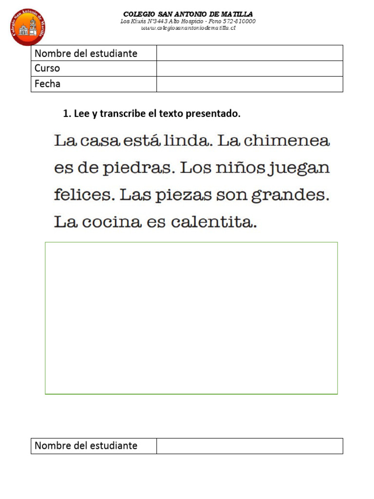 Actividades de Lectura y Escritura para Estudiantes | PDF