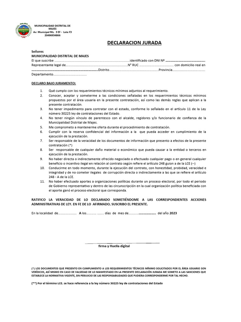 Formatos de Declaracion Jurada y Cci | PDF | Gobierno