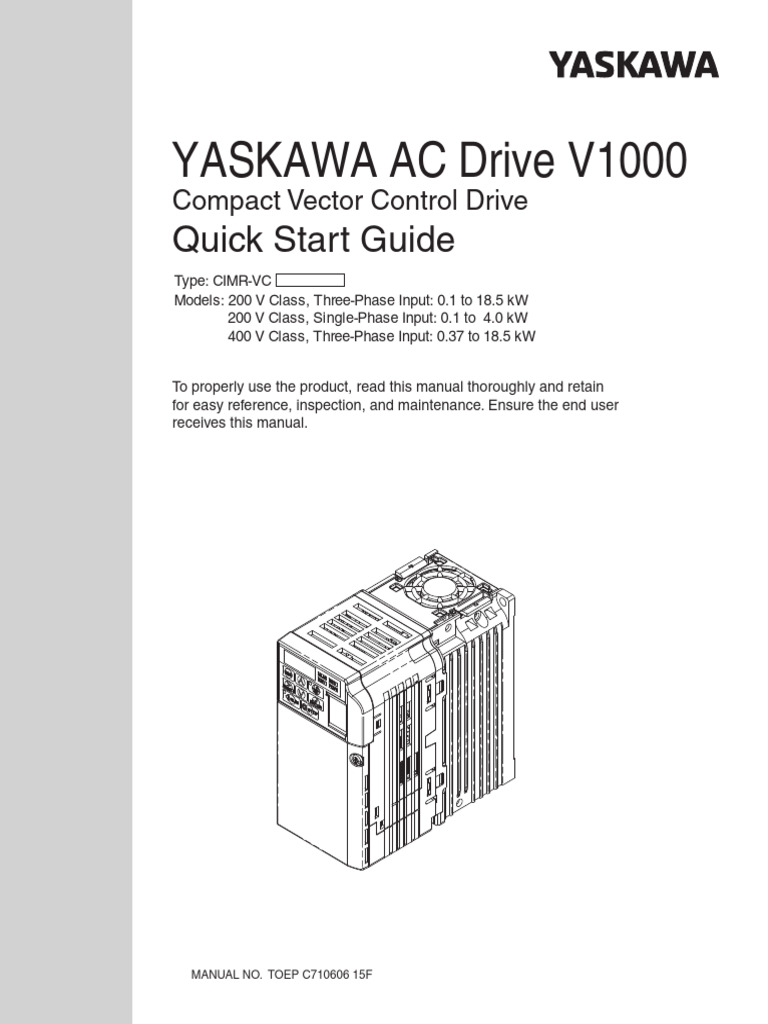 V1000 QSG en Toep C710606 15F | PDF | Power Supply | Electric Motor