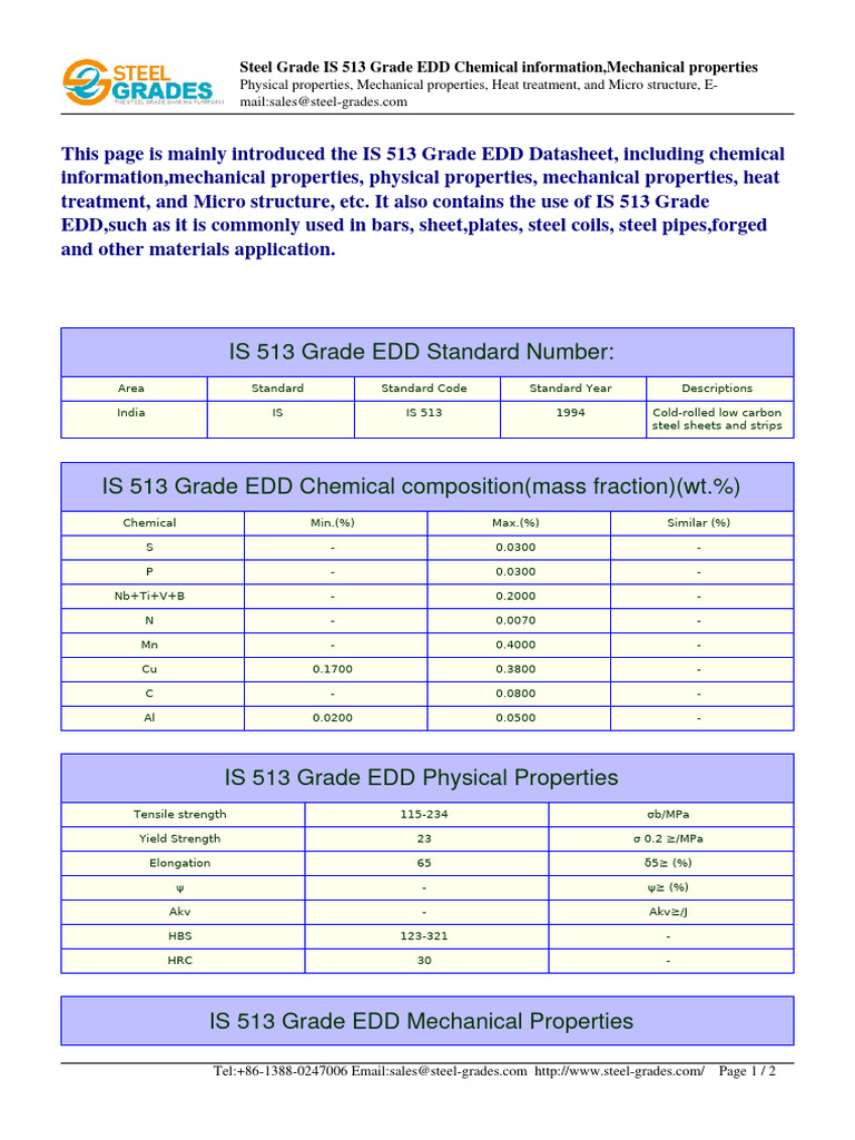 IS 513 Grade EDD | PDF | Rolling (Metalworking) | Steel