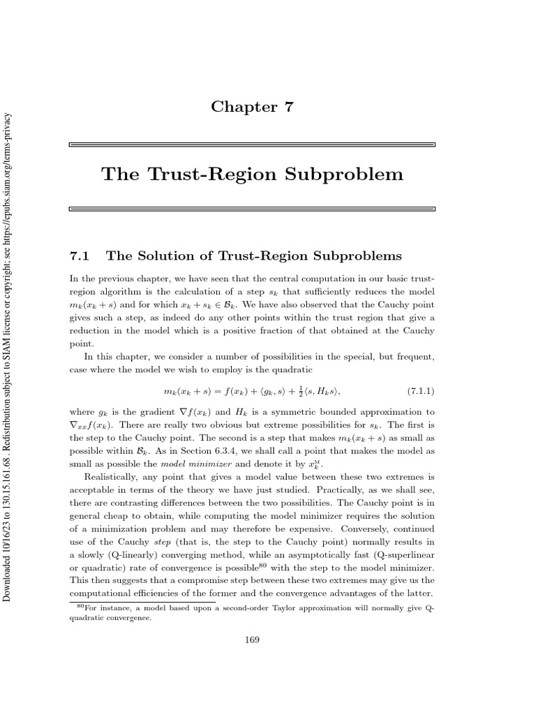 Trust Region Subproblem | PDF | Time Complexity | Mathematical Analysis