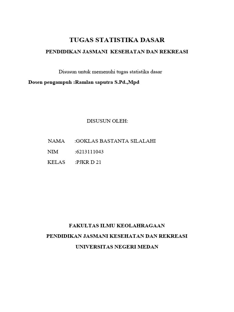 Tugas Statistika Dasar Goklas 1 | PDF