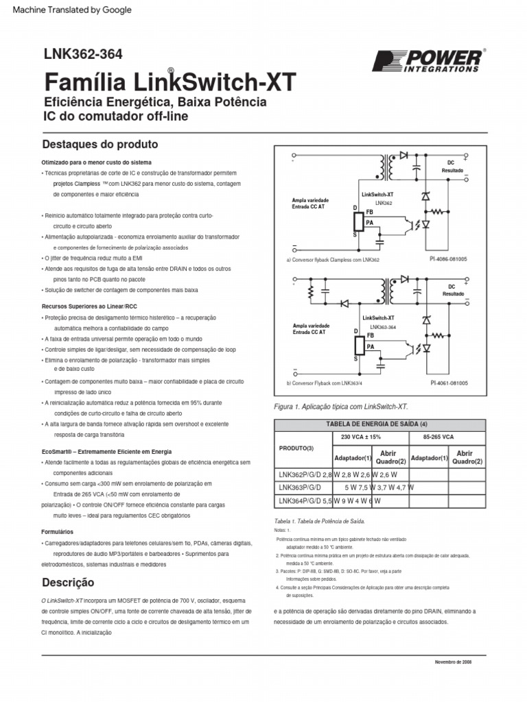 Power - Integrations LNK364PN Datasheet | PDF | Transformador | Rede ...