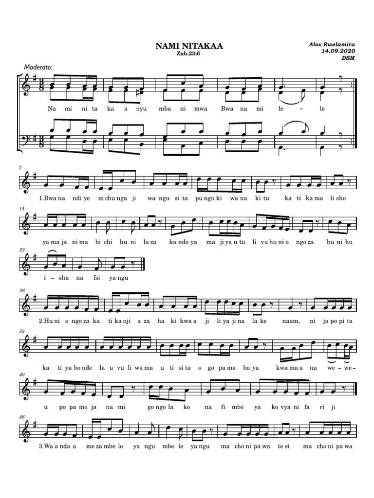 Nami Nitakaa Nyumbani Wa Bwana | PDF