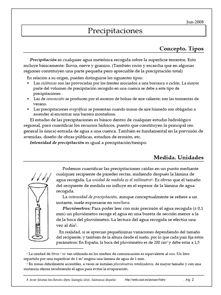 Tipos y Medición de Precipitaciones | PDF | Precipitación | Lluvia