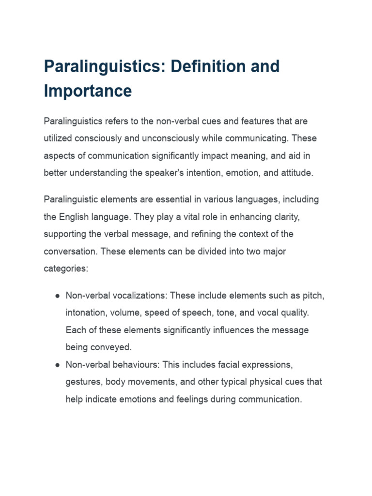 Paralinguistic Communication + Cultural + Legal Maxims | PDF ...