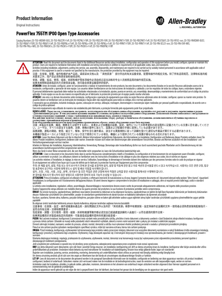Powerflex 755Tm Ip00 Open Type Accessories: Product Information | PDF