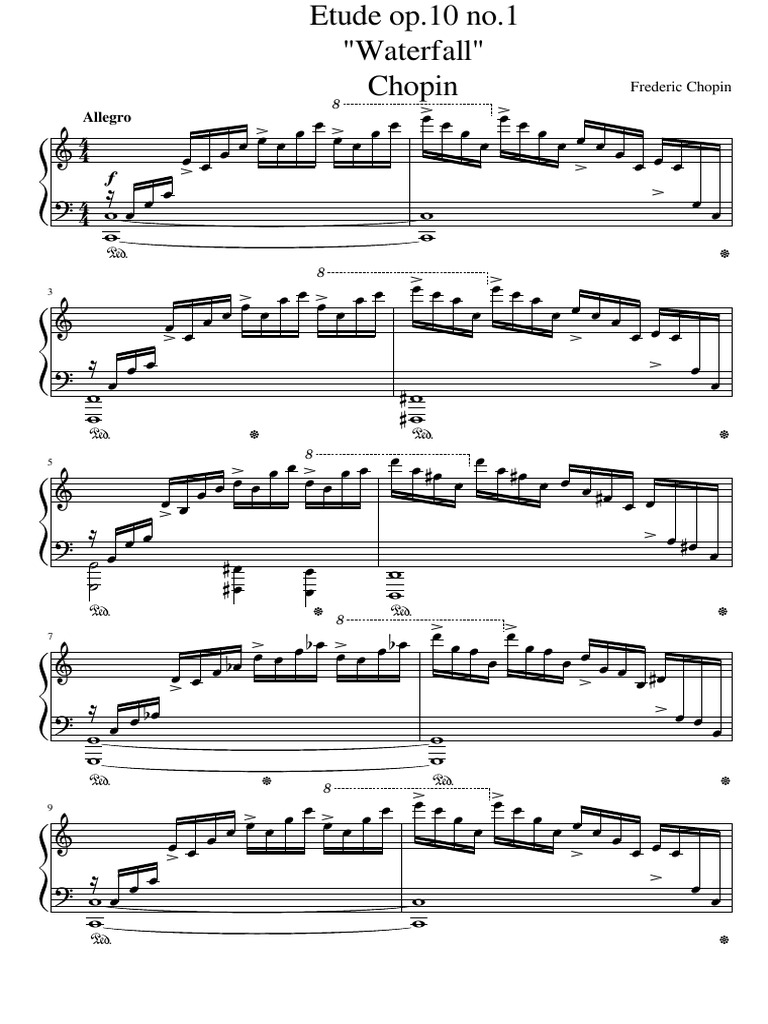 Etude Op.10 No.1 Waterfall Chopin in C Major-1 | PDF | Musical ...